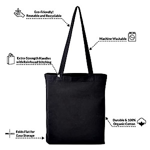 Canvas Tote Bags Bulk - 12 Pack Black Cotton Shopping Bags with Shoulder Length Handles, Small Reusable Natural Organic Muslin Fabric Cloth, Blanks For Sublimation, Stores, Business, Crafts - 15x16