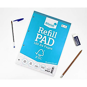 Silvine A4 Everyday FSC Refill Pad. Lined with Margin, 160 Pages of FSC Certified Paper. Ref FSCRP80 [Pack of 5]