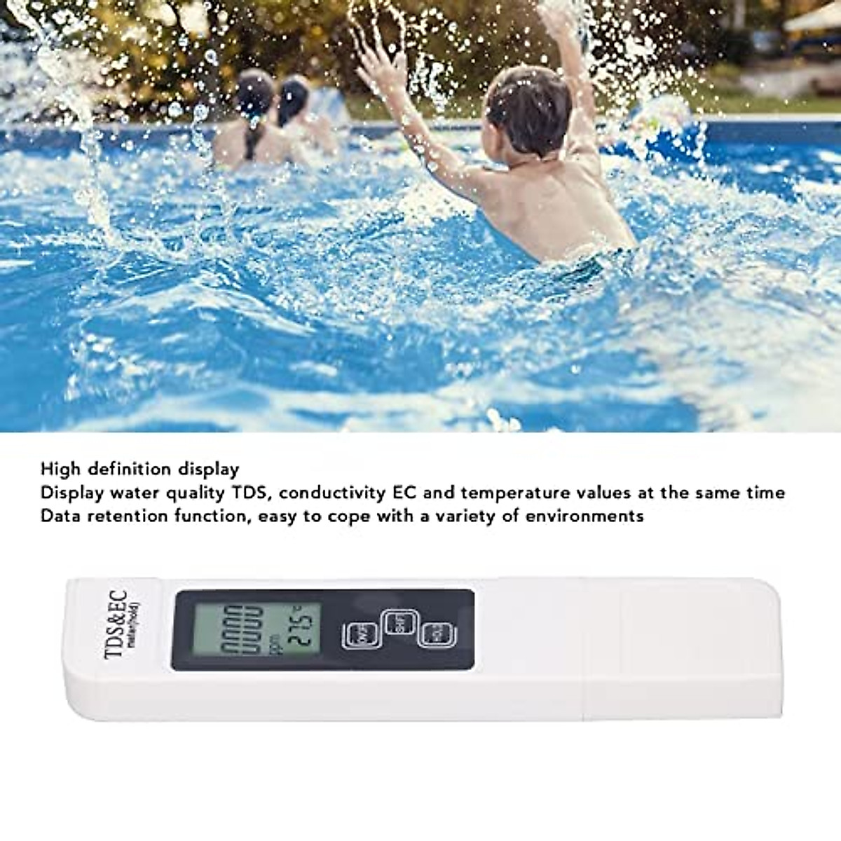 TDS Meter, HD Display, Digital Water Tester, Portable, Easier to Read, High Sensitivity for Aquaculture