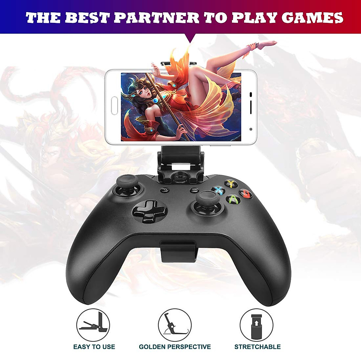 XBERSTAR Smart Phones Mount Bracket Hand Grip Stand Collapsible Foldable Clip Holder for Xbox ONE S Slim Ones Gamepad Controller