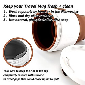 Collapsible Travel Cup Coffee Mug, 13.5oz / 395ml - Leak-Proof Reusable Portable Silicone Cup, Expandable Drinking Mug - Perfect for Camping & Hiking & Traveling - Microwave & Dishwasher Safe(Coffee)