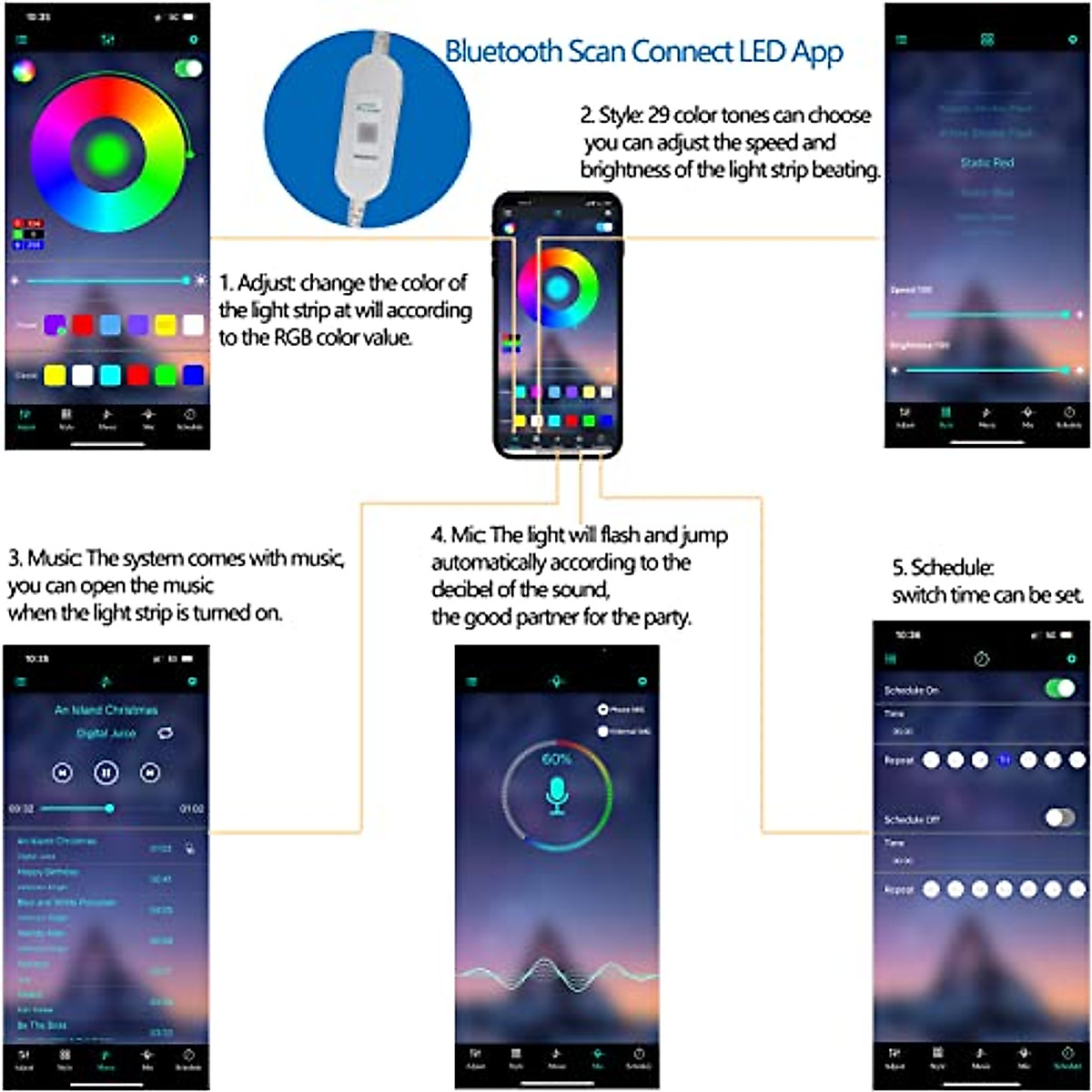 Vinctik 6&Fox Black TV Stand for 55/60/65inch TV,Modern Entertainment Center with 2 Storage Drawers and LED Light, High Glossy TV Console Table Media Furniture(63inch Black)