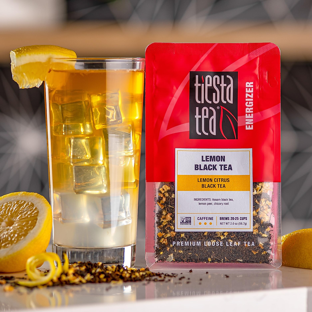 Tiesta Tea - Lemon Black Tea | Loose Leaf | Lemon Citrus Black | Premium Blend | High Caffeinated | Makes Hot or Iced | Brews Up to 25 Cups | 2 Ounce Resealable Pouch