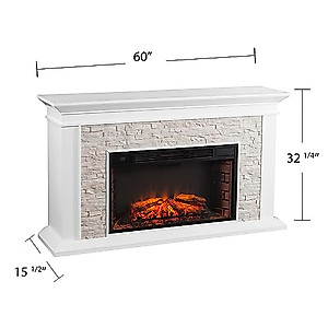 Canyon Heights Faux Stacked Stone Electric Fireplace - White