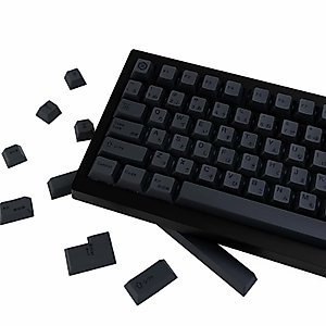 JOLINTAL 143 Keys Grey on Black Keycaps Set, Japanese Keycaps Custom Keycaps Black on Grey Keycaps, PBT Cherry Profile Keycaps for Mechanical Keyboard