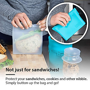 Luumi Unplastic Bag - Resuable 100% Platinum Silicone Collapsible Food Storage Bags for Lunch and Snacks - Microwave, Oven, Freezer and Dishwasher Safe (Clear)