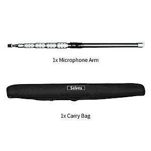 Selens Mic Boom Pole Portable Microphone Boom Arm 5-Section Extendable Handheld Mic Arm Microphone Holder for Sound Recording, Video, Broadcast and Electronic News Gathering, 2.7ft-9.8ft
