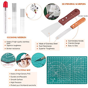 Rustark 40 Piece 3D Printer Accessories Tool Kit, Spatulas,Tweezers,File, Needles,Cutting Mat and More 3D Printing Tools for Removal, Clean-up, Finish 3D Printers