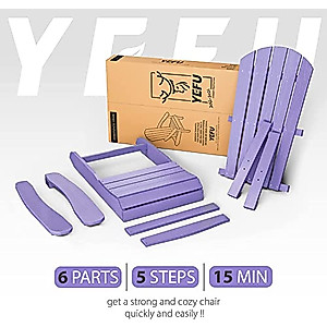 YEFU Adirondack Chair 3-Piece Set (Purple) Plastic Weather Resistant, with 2 Adirondack Chairs + an Outdoor Side Table