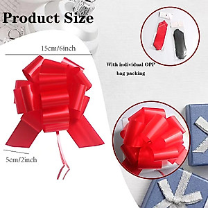 WDHHNP 6 PCS Pull Bows,6 inches Bow for Gift Wrapping, Gift Baskets, Christmas, Wedding, and Party Deco (red)