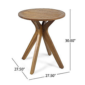 Christopher Knight Home Brigitte Outdoor Round Acacia Wood Bistro Table with X Legs, Teak