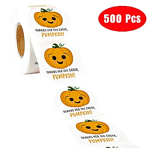 WRAPAHOLIC Gift Stickers - Jack-O-Lantern Design Sticker, Thank You Business Stickers for Holiday/Party Decoration and Gift Wrap - 2 x 2 Inch 500 Total Labels