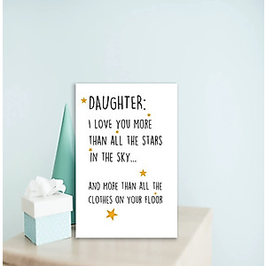 Inspirational Daughter Birthday Card, Humorous Birthday Gifts for Daughter Adult, Motivational Daughter Birthday Card from Mom Dad, I Love You More Than The Stars In The Sky