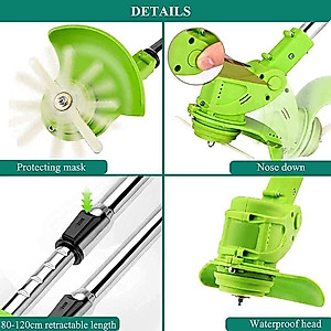 Handheld Cordless Grass Trimmer 12V/24V Adjustable Electric Lawn Mower Garden Pruning Cutter Power Garden Tools-12V-1 Battery