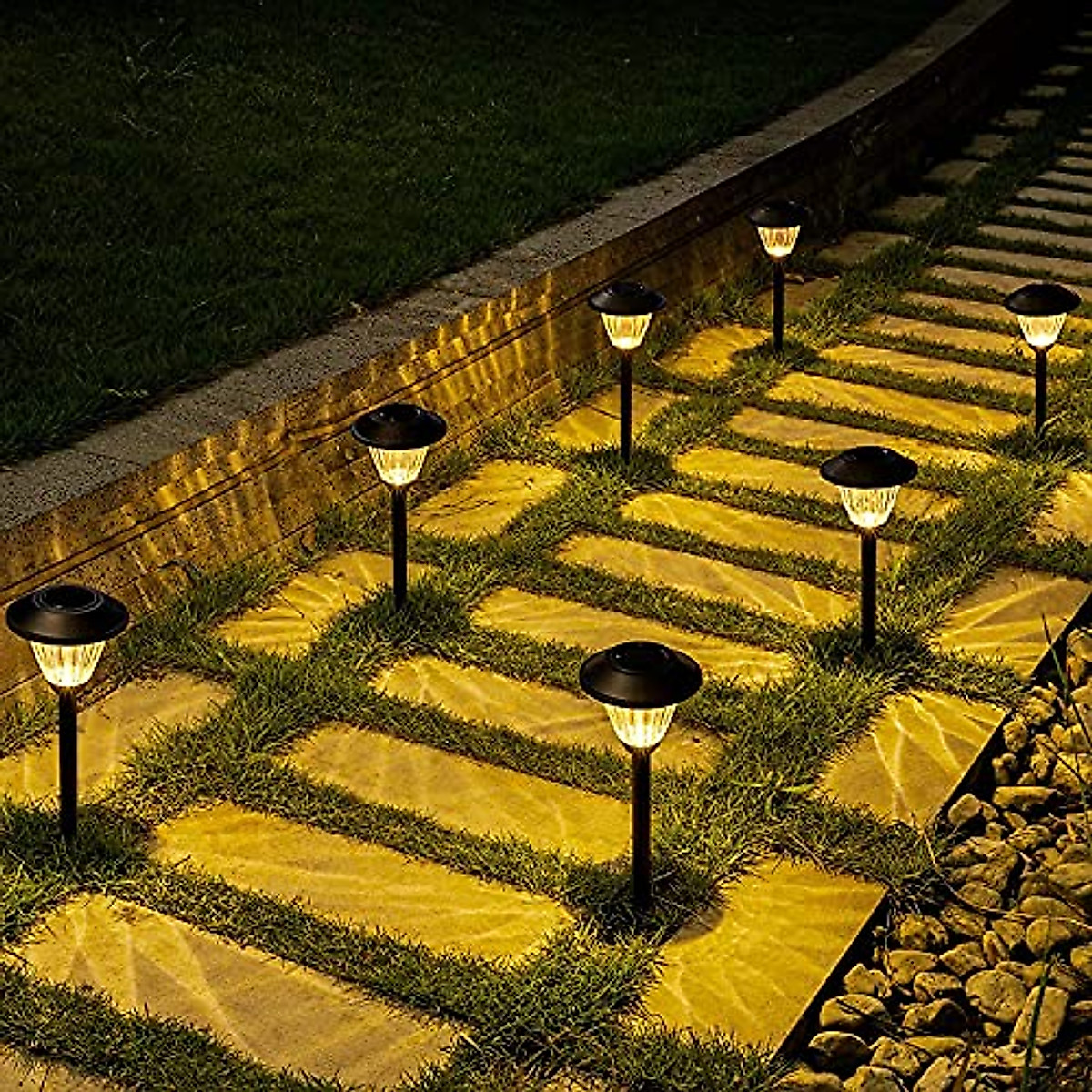 SOLPEX Solar Pathway Lights Outdoor, 6 Pack Solar Powered Garden Lights, Automatic Glass Metal Waterproof Solar Landscape Lights for Landscape, Lawn, Pathway, Walkway and Driveway(Warm White)