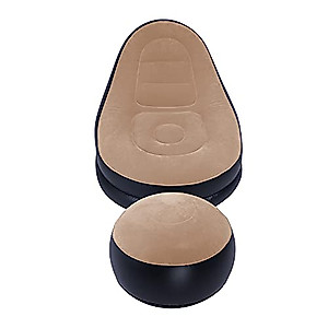 Inflatable Lounge Chair with Ottoman Blow Up Chaise Lounge Air Lazy Sofa Set Flocked Couch