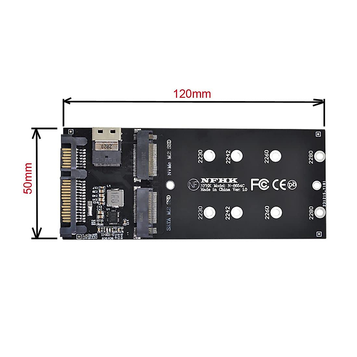 chenyang CY M.2 NVME SSD to SFF-8654 ＆ NGFF SATA SSD to SATA 2 in 1 Combo Adapter for Mainboard (Not Work NVEM SSD to SATA)