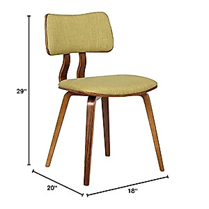 Armen Living Jaguar Dining Chair in Green Fabric and Walnut Wood Finish 20D x 18W x 29H in