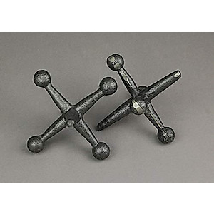 Retro Matte Grey Cast Iron Giant Jack Decorative Bookends - Table Sculptures - Door Stops 3.75 Inches Long