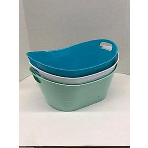 Set of 3 Flexible Oval Beverage Chilling Party Tubs with Handle 14.25x11x6.3, Multicolor