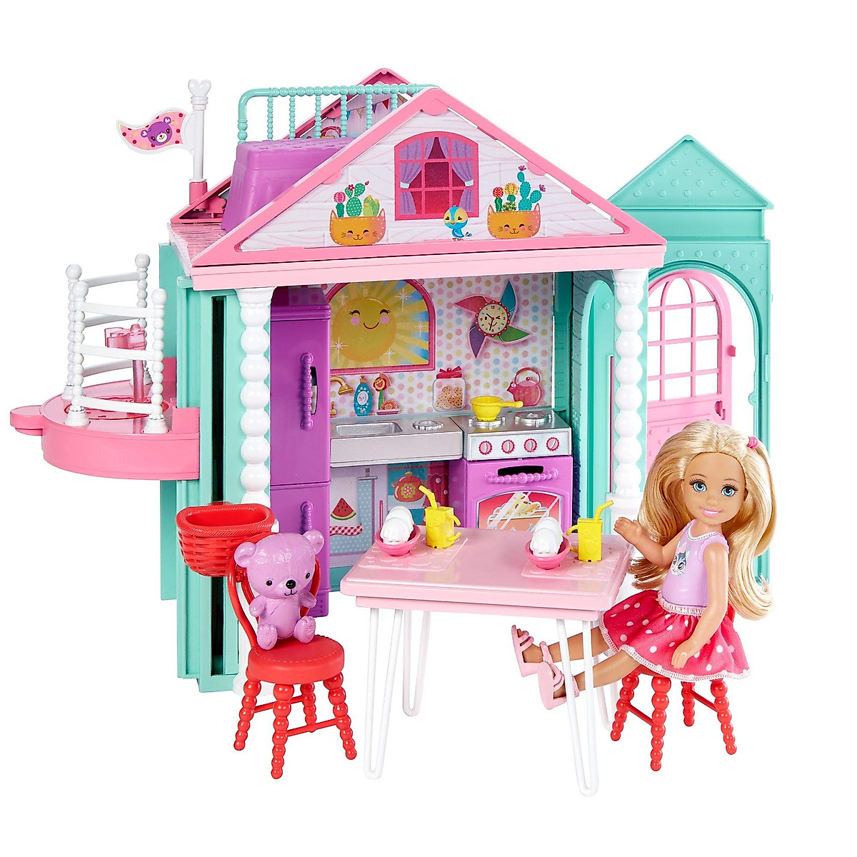 Barbie Club Chelsea Two-Story Playhouse Playset and Teddy Bear