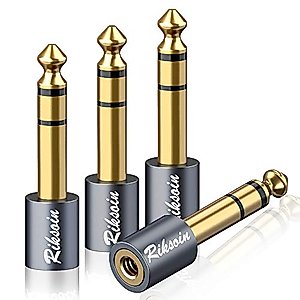 RIKSOIN Headphone Adapter, 4-Pack 6.35mm (1/4 Inch) Male to 3.5mm (1/8 Inch) Female Stereo Audio Adapter [Gold Plated, Hi-Fi Sound] for Amp Adapter, Guitar, Digital Piano, Microphones, Speaker