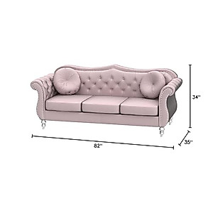 Glory Furniture Hollywood Velvet Sofa in Pink