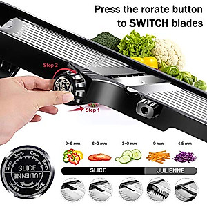 Masthome Mandoline Food Slicer, Adjustable Stainless Steel Vegetable Slicer for Cheese, Zucchini, Carrots, Fruits, Vegetable Chopper with Cleaning Brush and Gloves
