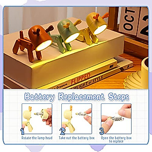 9 Pcs LED Student Cute Night Light, Mini Puppy Deer Dinosaur Reading Table Lamp with Mobile Phone Holder, Portable Foldable Small Desk Light Small Mini Desk Lamp for Kids Students (Bright Color)