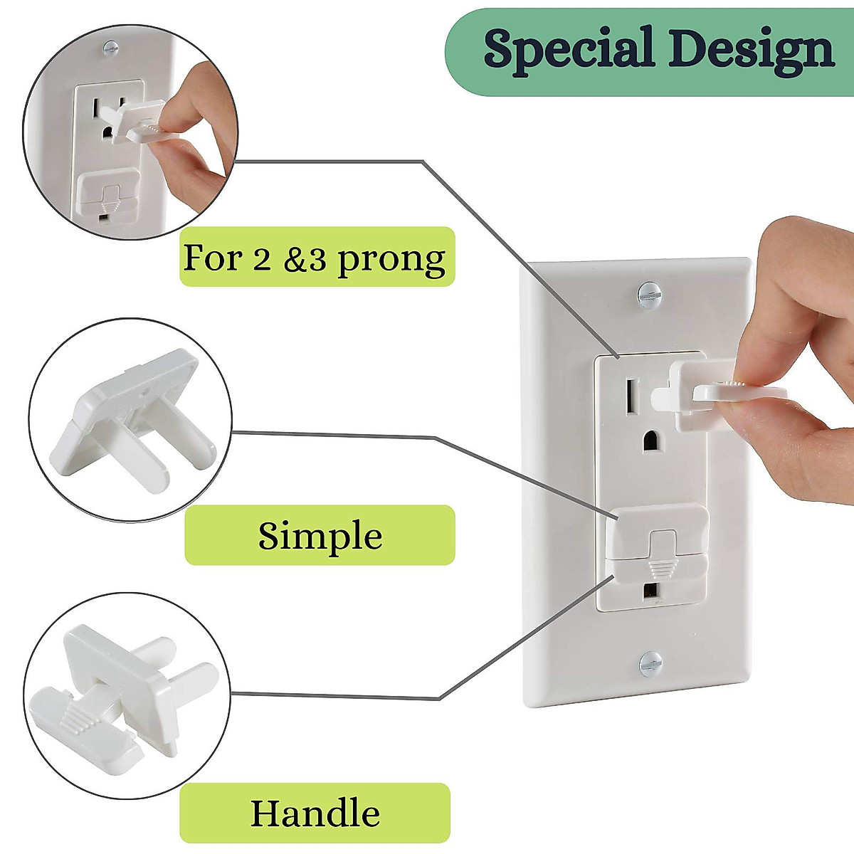 Bates- Outlet Covers, 15 Pack, 2 Prong Outlet Covers, Baby Proof Outlet Covers, Plug Covers for Electrical Outlets, Outlet Plug Covers, Plug Covers, Baby Outlet Covers, Child Safety Outlet Covers