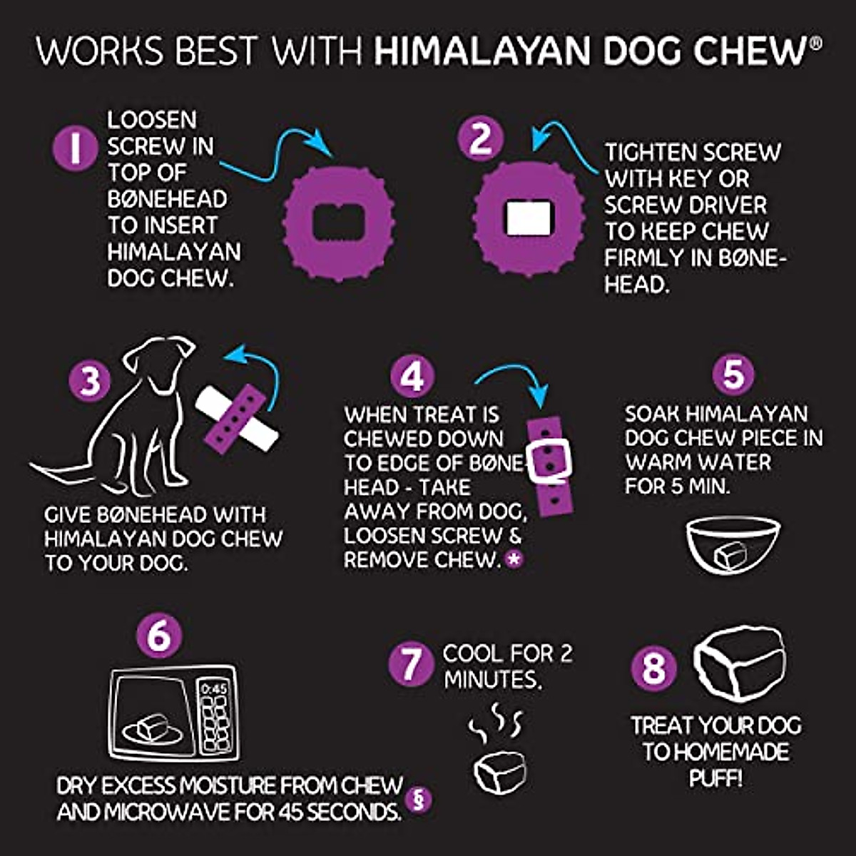 Himalayan Dog Chew Bonehead Large Dog Chew Holder, Secures Chews for Dogs, Chew Smarter and Longer, Stimulate Your Dog, Holds Yak Chews with Screw-in Fastener, 1 Dog Toy