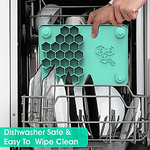 Pincer Pal Silicone Placemat: Toddler Self-Feeding & Fine Motor Skill Development | Non-Slip Mealtime Learning Tool | Baby Led Weaning |Montessori Feeding Essential (Small, Minty Breeze)