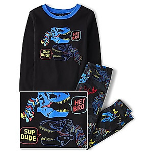 The Children's Place,Long Sleeve Top and Pants Snug Fit 100% Cotton 2 Piece Pajama Set,10