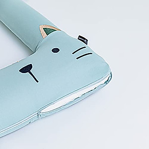 Kangaruru All in One Seatbelt Adjuster and Pillow with Neck and Headrest Cushion for Kids (Puppy_Gray)