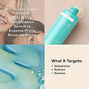 Paula's Choice CALM Ultra-Gentle Cleanser for Sensitive Skin, Calms + Soothes Redness, Daily Face Wash for Rosacea-Prone & Eczema-Prone Skin, Fragrance-Free & Paraben-Free, 6.7 Fl Oz.
