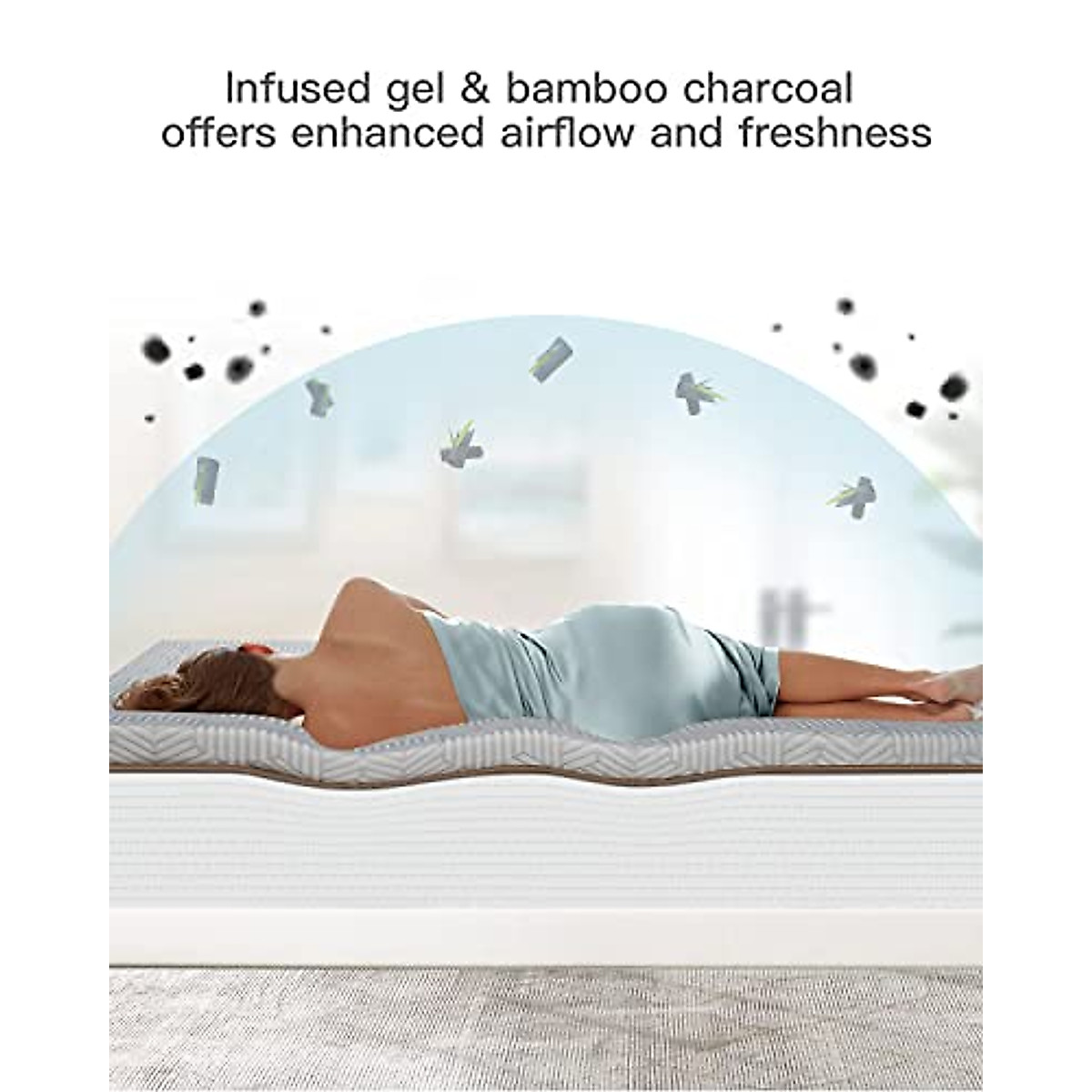 BedStory 2 Inch Memory Foam Mattress Topper Queen, Gel & Bamboo Charcoal Infused Bed Toppers, Foam Mattress Pad with Breathable Removable Cover, High-Density Memory Foam