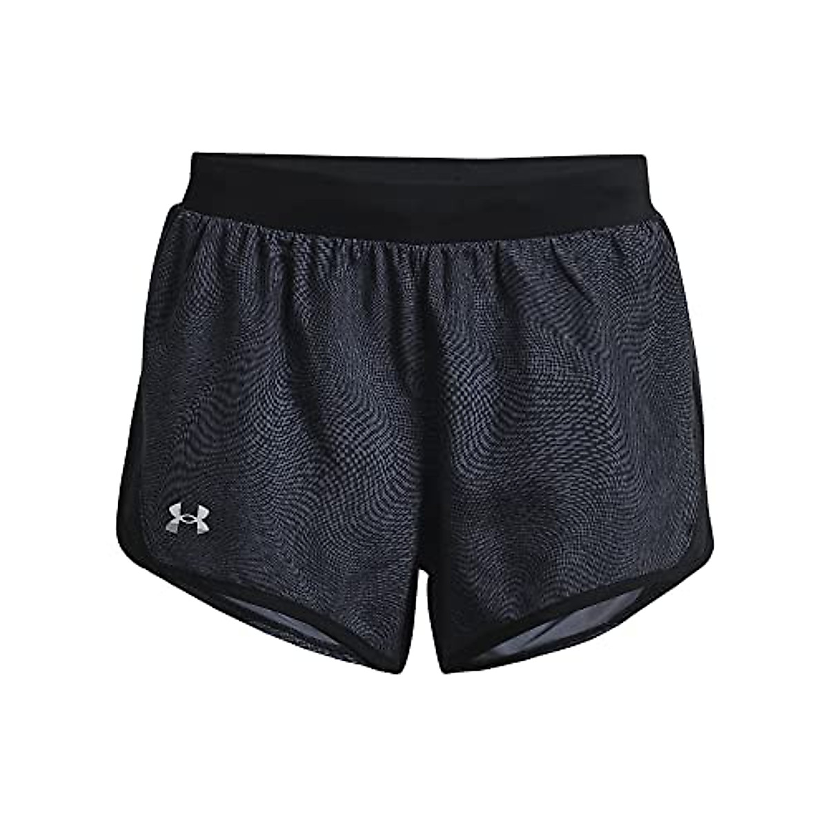 Under Armour Womens Fly by 2.0 Printed Running Shorts, (019) Black/Black/Rebel Pink, X-Large