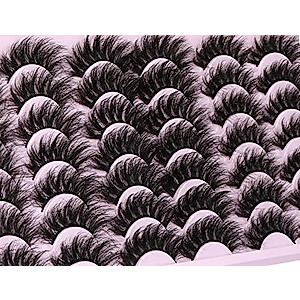 Mink Lashes Fluffy False Eyelashes Dramatic Mink Lashes with False Eyelash Applicator 3D Curly Fake Eyelashes 18-22mm 3 Different Style 21 Pairs Eye Lashes Pack by FANXITON