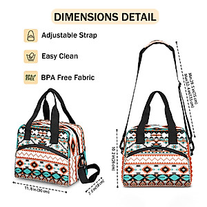 Bardic Aztec Geometric Lunch Bag, Oxford Material, Leakproof and Insulated, 11.8L x 7W x 10.2H