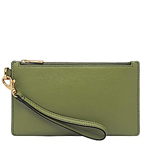 Fossil Women's Wristlet Leather Wallet Small Wristlet Wallet, Tarragon (Model: SLG1575374)