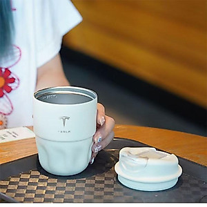 Insulated Coffee Cup for Tesla Model X,Insulated Coffee Tumbler Stainless Steel to Go for Hot/Ice Coffee Tea with Seal Lid nsulated Beverage Containers,White-260ml