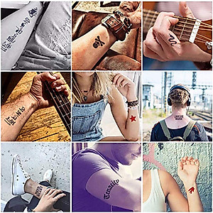 Jacknb Temporary Tattoo Kit Freehand Ink Semi Permanent Tattoo Jagua Gel 40 Pcs Free Stencils DIY Fake Freckles Temp Tattoos for Women Kids Men - Full Kit 4 Bottles