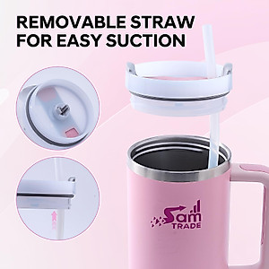 Samtrade Drinking Cup, Stainless Steel Insulated Tumbler with Handle (40oz) - 100% Leak-Proof Friendly Travel Mug, Light Lavender, YX-T40