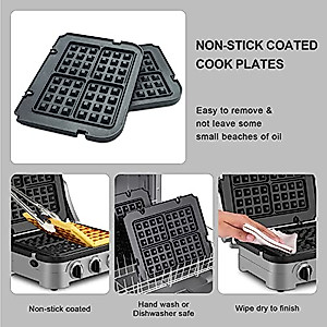 FOCOllK Waffle Plates for Cuisinart Griddler GR-4N, GR-5B, GR-6 and GRID-8N Series, 4 Slicer Cuisinart Griddler Waffle Plates, Nonstick Coating Baking Cuisinart Waffle Plates