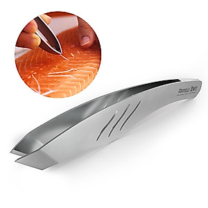 Fish Bone Tweezers - Stainless Steel Fish Scaler - Perfect Tongs for Removing Fish Bones and Scales, Serving Sliced Salmon, Sashimi and Any Fish