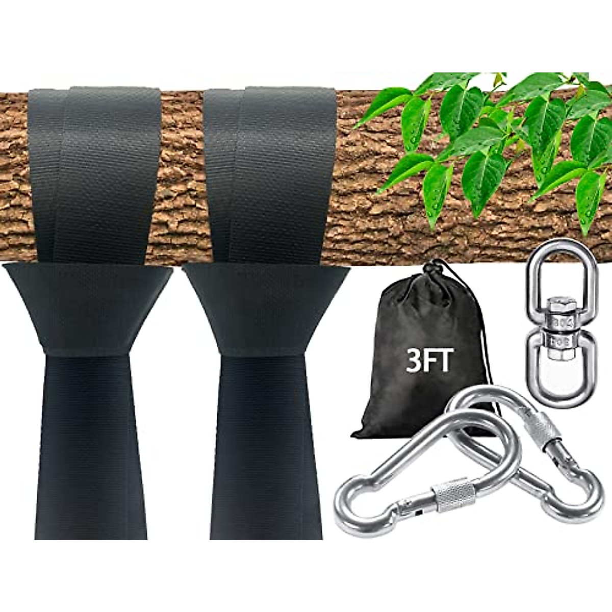 Veriluck Super Thickened Tree Swing Straps Hanging Kit Holds 5000 lbs, 3FT/8FT/15FT/20FT/30FT, Enhanced Strength Weatherproof Hammock Tree Straps Fit All Swing Types, Safer & Easy Installation(3 FT)