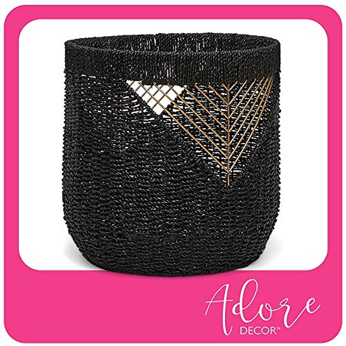 Adore Decor Ostara Seagrass Black & Gold Basket