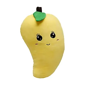 BABOLI Cuddly Mango Plush Toy Pillow Adorable Soft Fruit Stuffed Animal with Smile Face and Cute Expression Pretty Sweet Gifts for Kids Boys and Girls Present for Birthday or Party 17.7 Inches