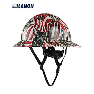 LANON Full Brim Hard Hat, OSHA Construction Work Approved, Premium Charcoal Gray Design, FRP Safety Helmet with 4 Point Adjustable Ratchet Suspension, Class C