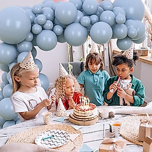 Dusty Blue Balloon Arch Garland Kit Double Stuffed Pastel Blue Black Balloons 18/12/10/5 Inch Different Sizes for Dusty Blue Baby Shower Birthday Wedding Bridal Shower Decorations Party Supplies